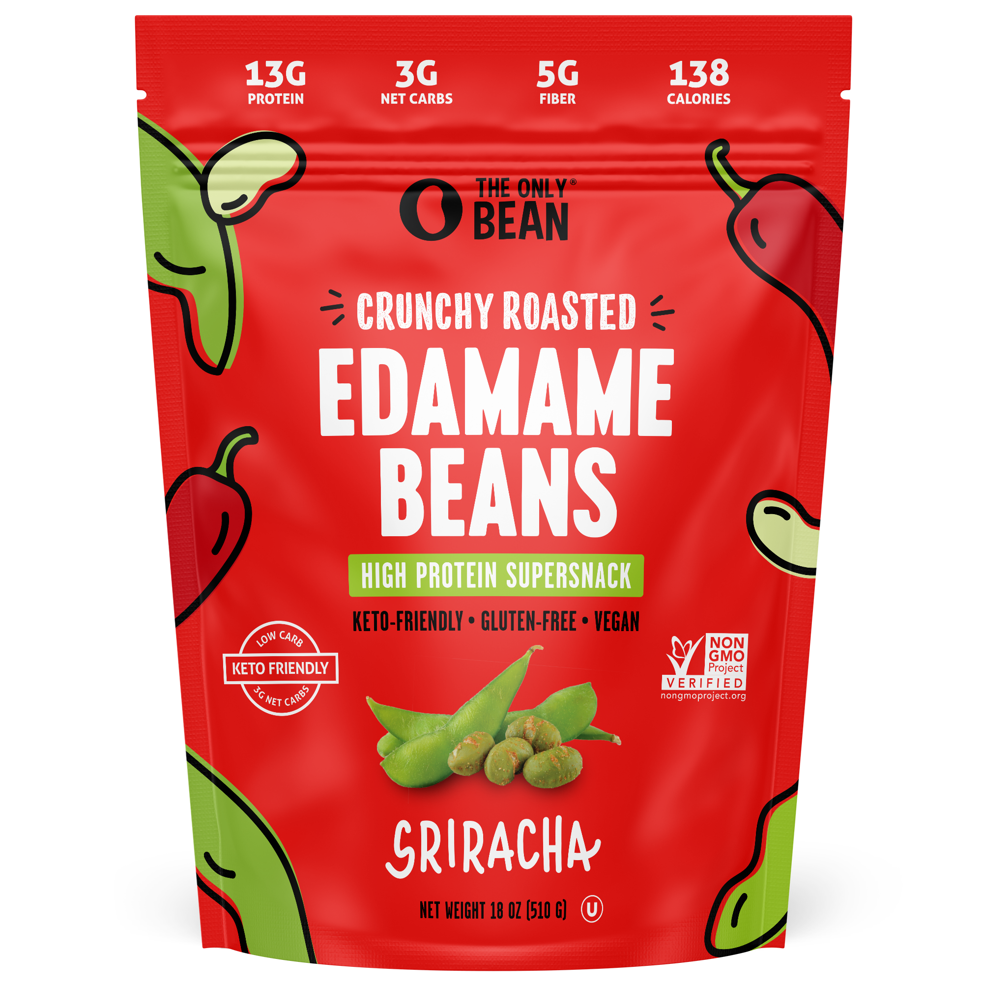 Crunchy Roasted Edamame Bean Snack Sriracha The Only Bean